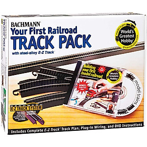 Bachmann Trains Snap-Fit E-Z TRACK WORLD’S GREATEST HOBBY TRACK PACK - Steel Alloy Rail With Black Roadbed - HO Scale , White