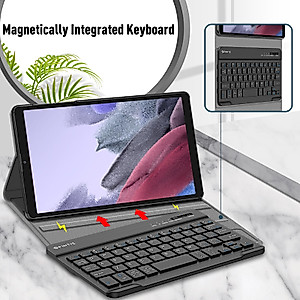FINTIE Keyboard Case for Samsung Galaxy Tab A7 Lite 8.7 Inch 2021 Model (SM-T220/T225/T227), Slim Lightweight Stand Cover with Magnetically Detachable Wireless Bluetooth Keyboard, Black