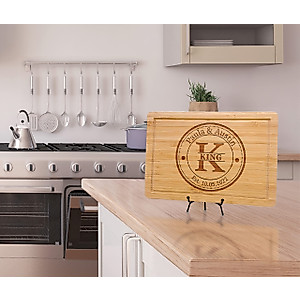 Personalized Cutting Board, Perfect Gifts for Couples or Parents, Customizable Christmas Gifts, Wedding, Anniversary, House Warming Gift Idea, Wooden Kitchen Decor New Homeowners (Bamboo, Large)