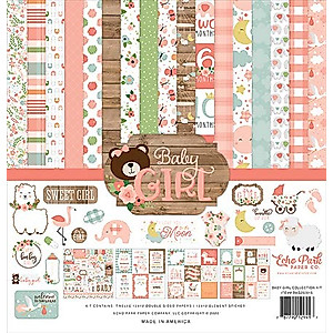 Echo Park Paper Company Baby Girl Collection Kit paper, pink, yellow, green, blue, 12-x-12-Inch