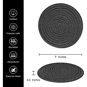 3Pcs Trivet Pot Holder, Hot Pads for Kitchen, Heat Resistant Trivets 100% Cotton Round Woven Potholders Set for Cooking and Baking, 7 Inch(Multicolor)