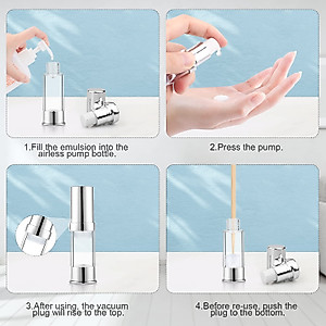 8 Pack 5ml/0.17oz Plastic Airless Pump Bottle Portable Lotion Container Refillable Cream Jar Vacuum Pump Press Dispenser for Travel Cosmetic Emulsion Liquid Foundation Shampoo Toiletries Sample