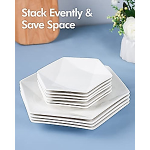 Delling Appetizer Plates Set - Ceramic 7 inch White Dessert Plates/Serving Plates/Salad Plate- Dinnerware Dishes Set for Snacks, Pasta, Side Dishes -Serving Plates Set of 6