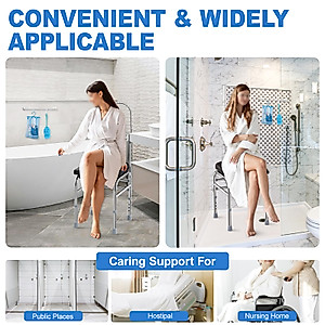 UGarden Upgraded Large U-Shaped Shower Chair with Thick Padded Cushion, 400LBS Stainless Steel Shower Seat for Inside Shower, Adjustable Bath Chair w/Toiletry Bag, Soft Bathroom Chair for Elderly