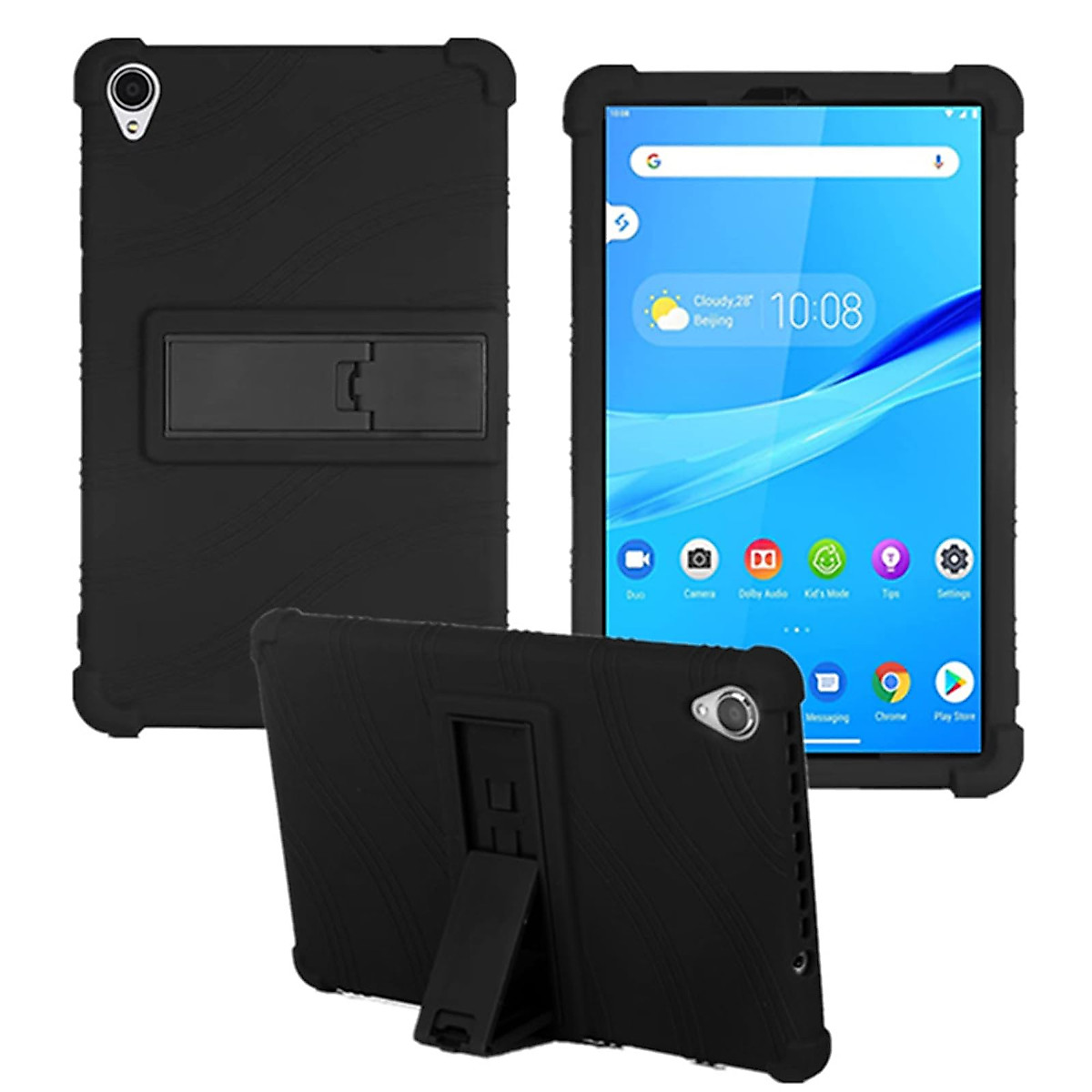 HminSen Case for Lenovo Tab M8 3rd Gen, Soft Silicone Stand Cover for 8.0 Inch Tablet, Black