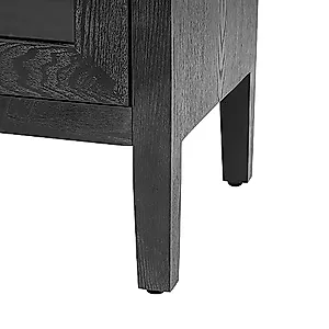 Hlcodca Wood Storage Cabinet with Two Tempered Glass Doors,Four Legs and Adjustable Shelf,Suitable for Living Room, Study and Entrance (Black-001)