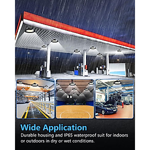 Qmix 240W LED High Bay Light, 36,000LM 5000K 1-10V Dimmable, DLC ETL Listed UFO High Bay Shop Light for Workshop Warehouse Factory