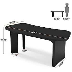 Tribesigns 70.8" Executive Desk, Large Computer Office Desk Workstation, Modern Simple Business Writing Table for Home Office with Sturdy Legs, Black
