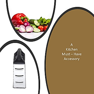 Stainless Steel Box Grater (9 x 4 x 3 inches), 4 Sided Hand Shaver, Grater and Slicer, Great for Parmesan Cheese, Vegetables, Ginger, XL Size, Black handle