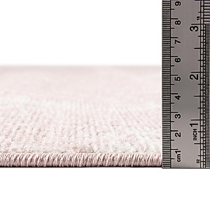 Unique Loom Lennon Collection Area Rug - Zal (4' 1" Round, Pink/ Ivory)