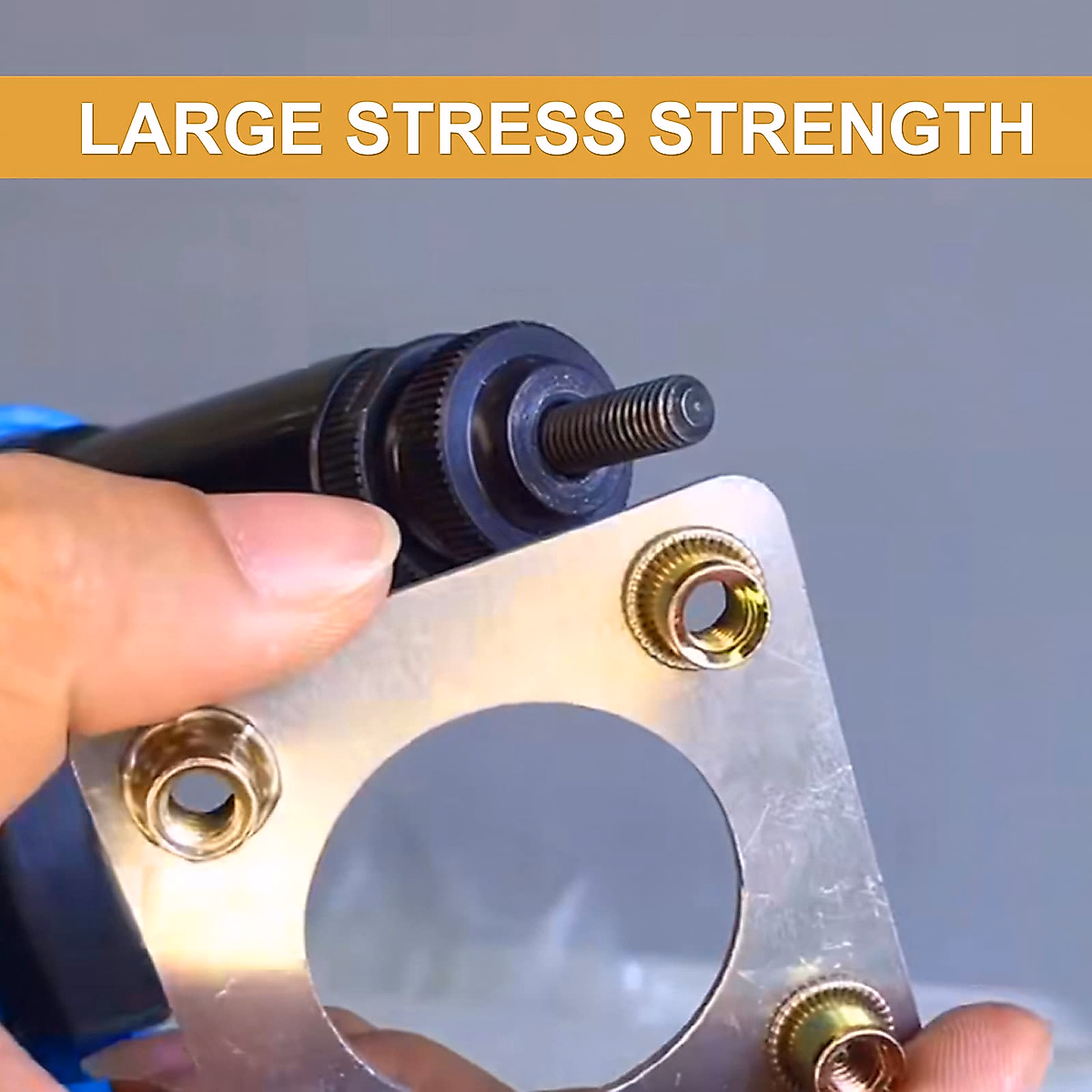 VIGRUE 150pcs #8-32#10-24 1/4"-20 5/16"-18 3/8"-16 Carbon Steel UNC Rivet Nuts Assortment Kit, Yellow Zinc Plated Finish, Flat Head Threaded Insert Nut Assort