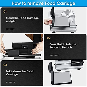 Davivy meat slicer,electric deli food slicer with two removable 7.5" stainless steel blades for cheese bread ham bacon home use with 0-15mm adjustable thickness,150W