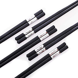 10 Pairs Fiberglass Chopsticks, Reusable Chopsticks and Dishwasher Safe， 9 1/2 Inches - Clover,Silver