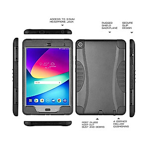 Verizon Rugged Case with Built-in Screen Protector for ASUS ZenPad Z8s, 7.9 inch Tablet - Black