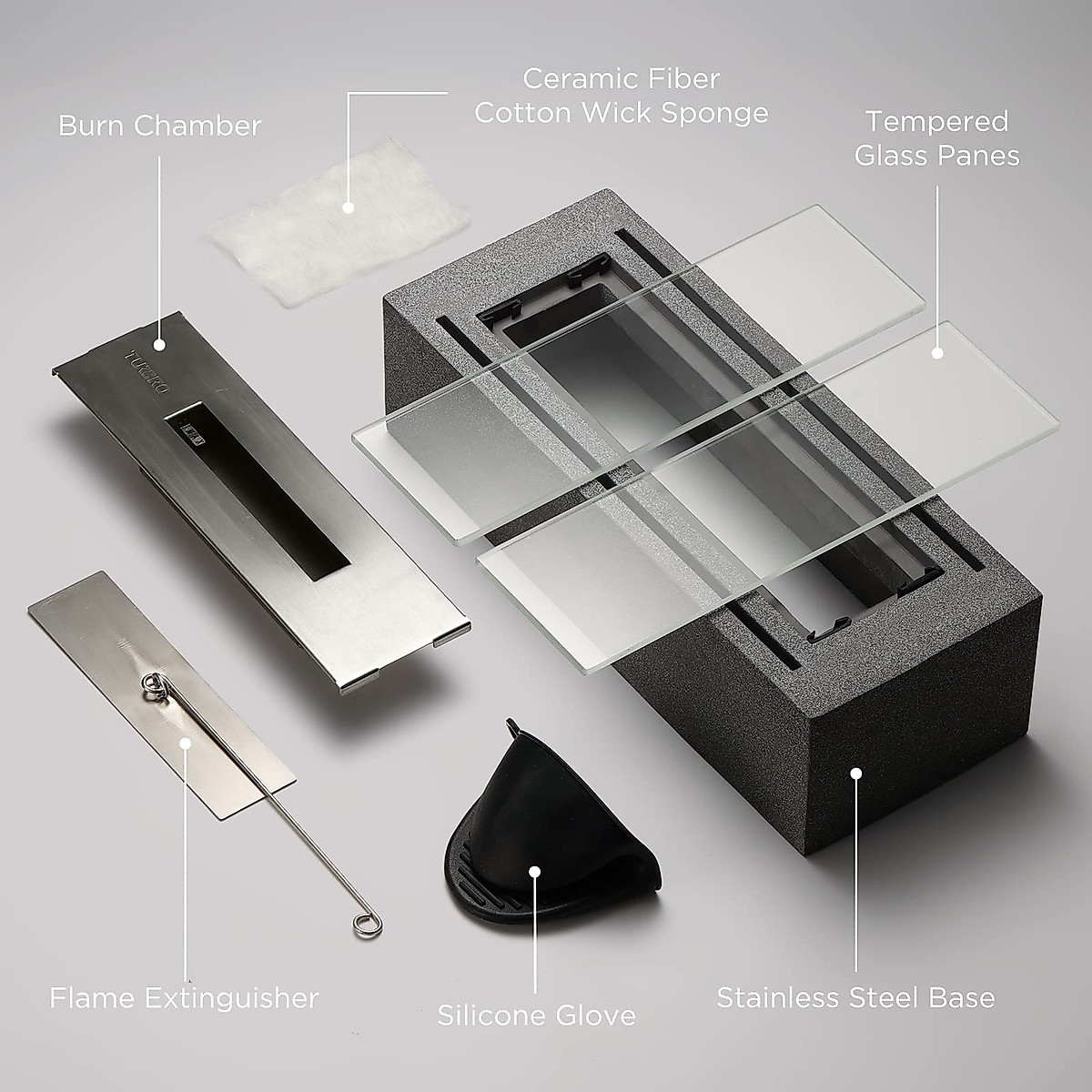 TURBRO Tabletop Ethanol Fuel Fire Pit, Portable Alcohol Fireplace Bowl for Indoor, Patio, Outdoor, Balcony, Smokeless Odorless Clean Burning, Modern Decor, Cement, Fireside FP14CG