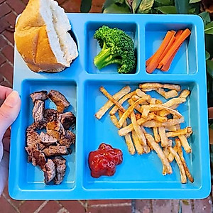 bobo&boo Bamboo Kids Divided Bento Plate, Sectioned Toddler Plate, Children’s Compartment Plates, 5 Portioned Sections, Mix and Match, Dolphin Blue
