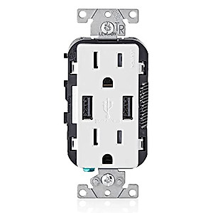 Leviton T5632-3BW 15-Amp USB Charger/Tamper Resistant Duplex Receptacle Pack of 3, White