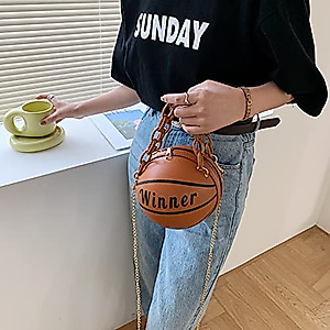KUANG! Women's Basketball Shaped Mini Chain Purse Shoulder Messenger Handbags Handle Tote Cross Body bags For Girls