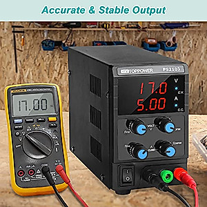 DC Power Supply Variable 3 Digital（35V 5A) CC/CV Mode Single-Output 110V with Alligator to Banana Test Lead,Test Hook Clips, Tweezers for for DIY Electronics Testing, Repairing& Researching