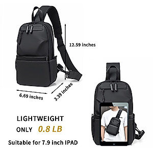 Small Sling Crossbody Bags One Strap Shoulder Chest Pack Backpack for Men Women, Multipurpose Sling purse Bag for Travel Hiking Cycling, Black