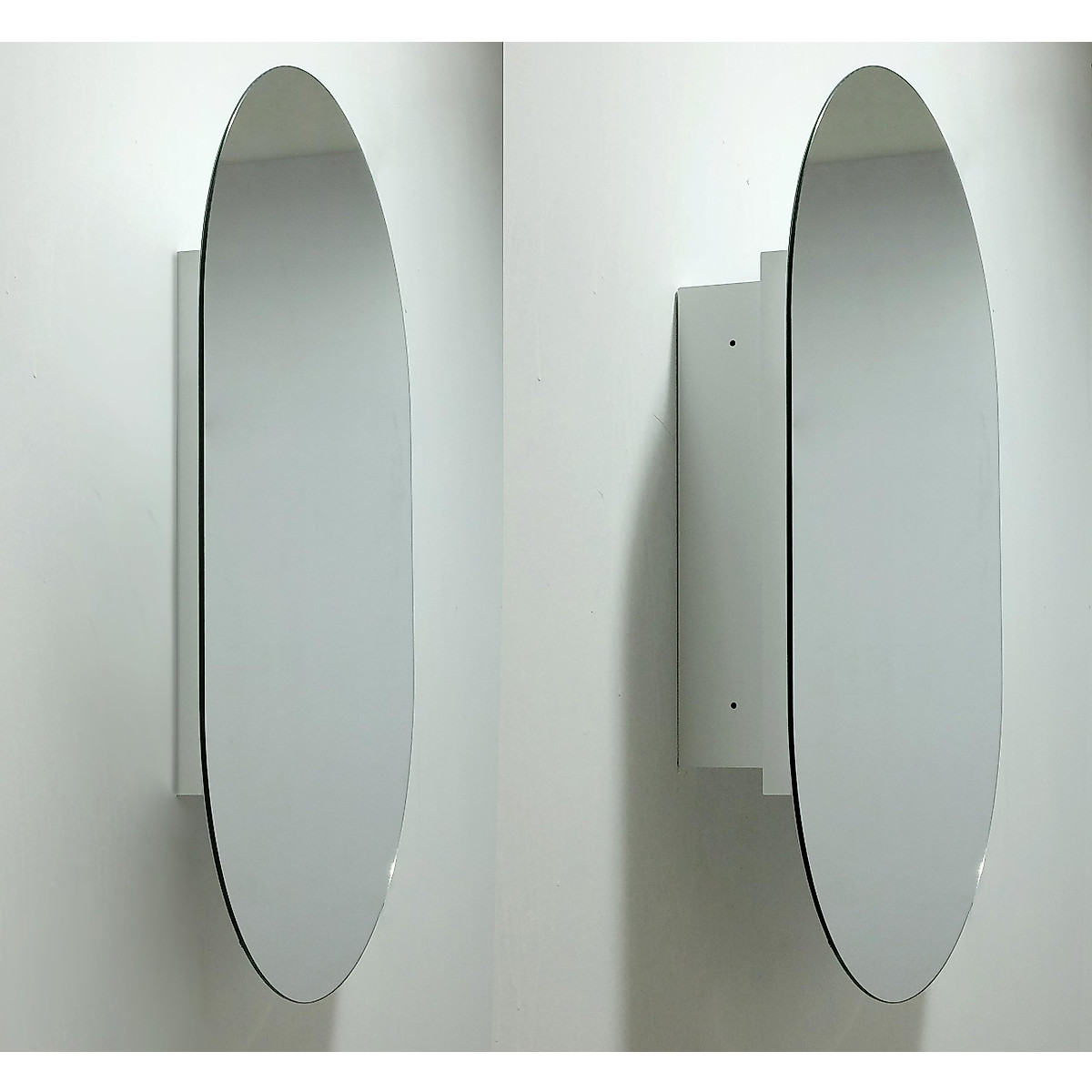 HESONTH Bathroom Medicine Cabinet with 20"x30" Frameless Mirror, Oval Frameless Mirror Cabinet,Wall Mounted Cabinet for Bathroom Toilet Kitchen,Recess or Surface Mount Installation