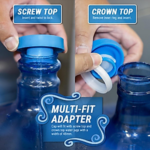 TERA PUMP TRRWC02 Reusable No-Splash Cap for 48mm Screw Top Snap on Crown Top, 3 Gallon to 6 Gallon Bottle Water Dispensers with Probes