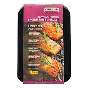 Certified Appliance Accessories Heavy-Duty Porcelain 8.5-In. x 12.75-In. Broiler Pan & Grill Set Black (50008)