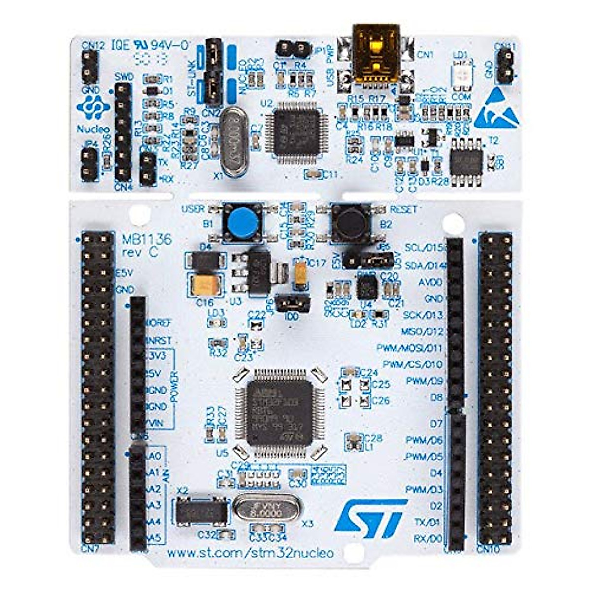 STM32 Nucleo-64 Development Board with STM32F103RB MCU, Supports Arduino and ST Morpho connectivity