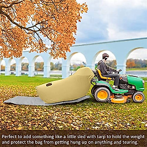 WHXHJ Tractor Leaf Bag Wear-Resistant Oversized, Garden Leaf Bag 80 × 51 Inch, 420D Oxford Cloth Wear-Resistant Lawn Mower Grass Catcher Bag for All Lawn Mower Tractor,Beige