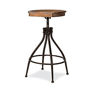 Hillsdale Worland Swivel Backless Stool, Adjustable Stool (One Stool), Brown