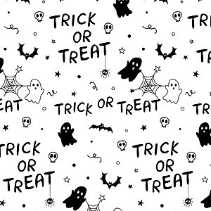 MR FIVE 30 Sheets Large Size Halloween Tissue Paper Bulk,20"x 28",Trick or Treat Tissue Paper for Gift Bags,White with Black Trick or Treat Pattern Tissue Paper for Halloween Party