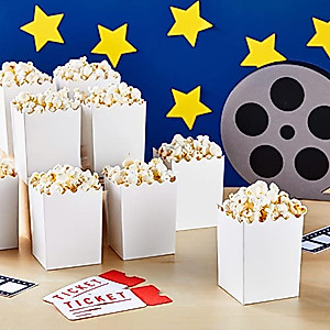 100 Pack Mini Popcorn Containers for Party Supplies, Bulk White Treat Boxes with Scalloped Edges for Movie Night Decorations (3 x 4 In)
