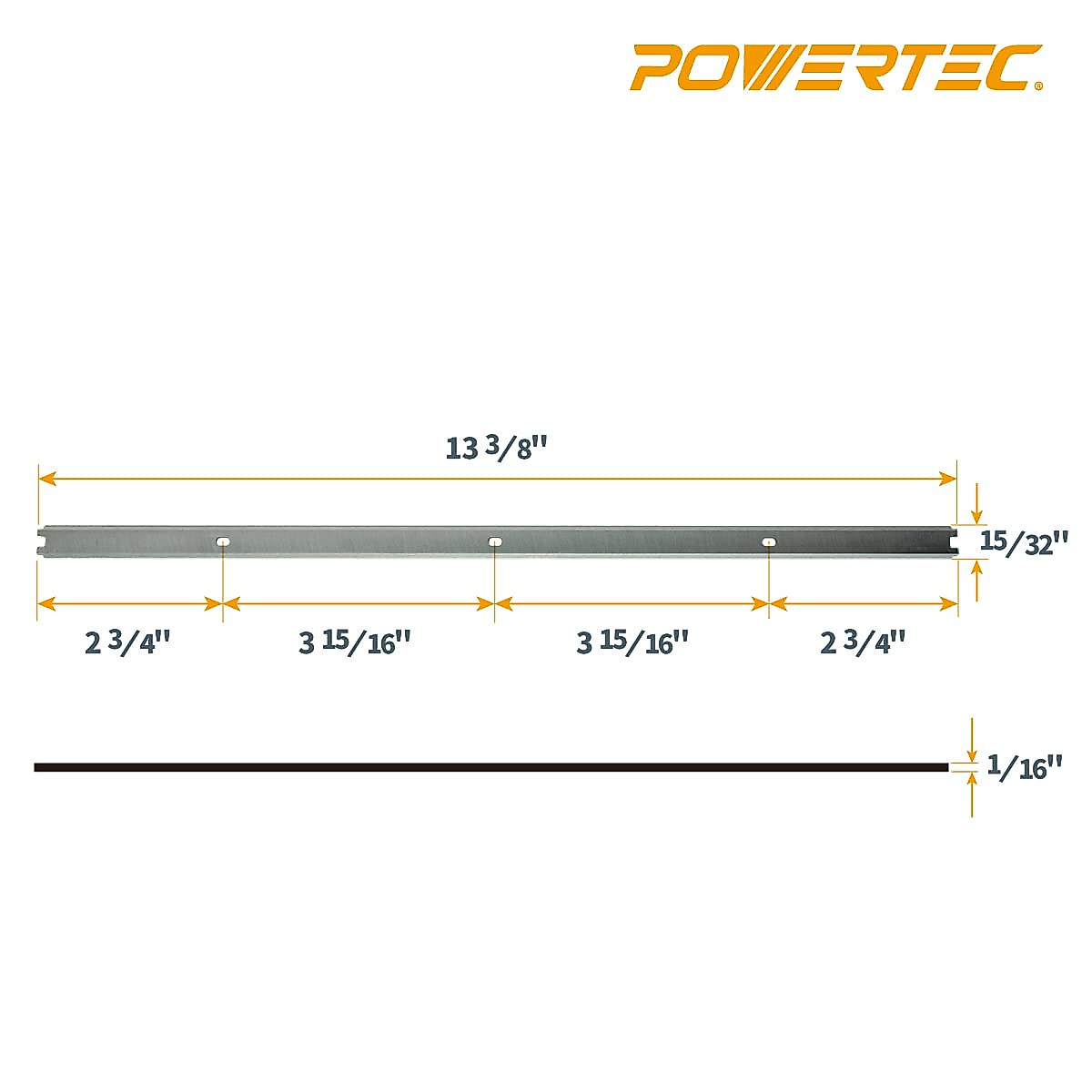 POWERTEC 13 Inch Planer Blades for Ridgid R4330, R4331, TP1300LS Planer, Replacement for AC20502 Planer Knives, Set of 3 (12828)
