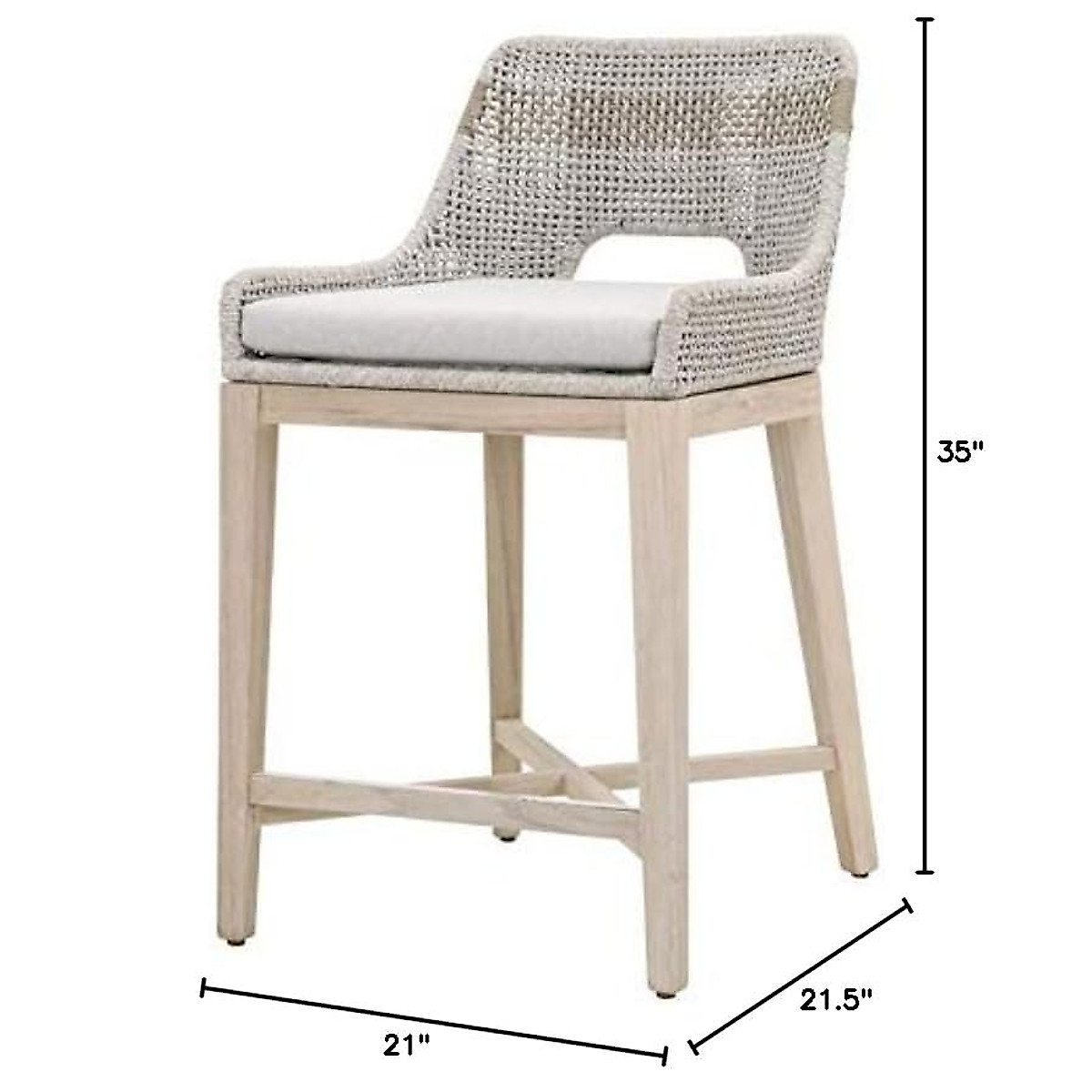 Home Square 3 Piece Upholstered Patio Counter Stool Set in Taupe and White