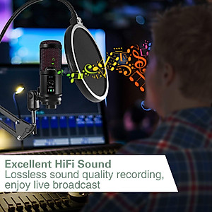 OTHA USB Microphone Kit,Studio Condenser Microphone Computer Podcast Mic for PC, PS4, Mac with Adjustable Scissor Arm Stand,Mute Button& Monitor Headphone Jack