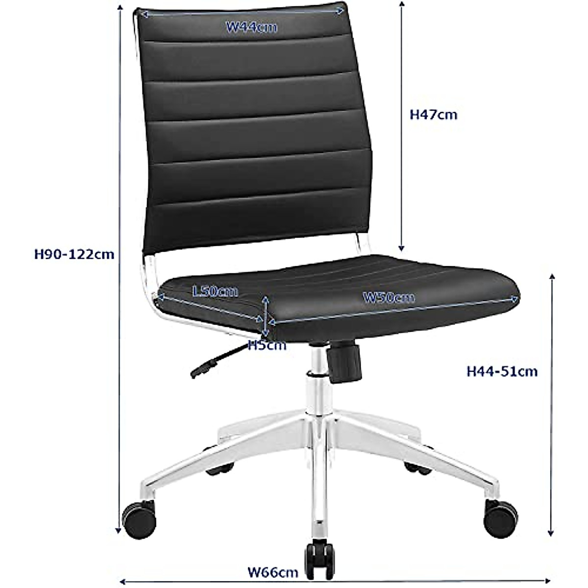 Modway Jive Ribbed Armless Mid Back Swivel Conference Chair In Black