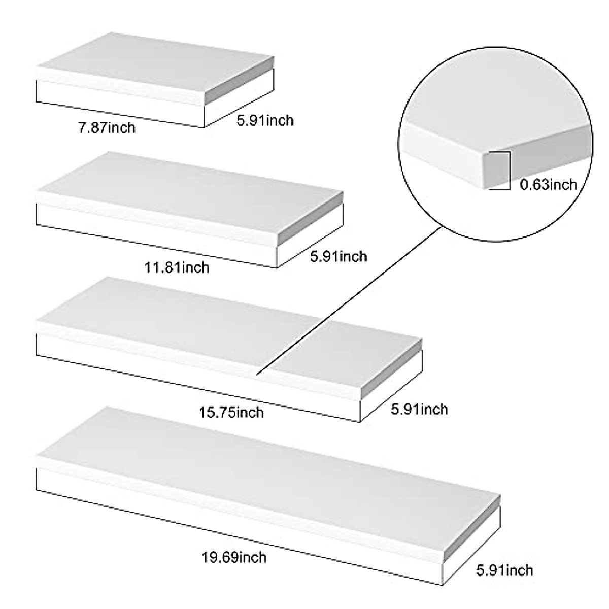 White Floating Shelves Wall Mounted Set of 4, Perfecct Home Decor for Living Room Kitchen Bedroom Bathroom Office Shelf with Towel Bar Décor Shelves Trophy Display Photo Frames and More…