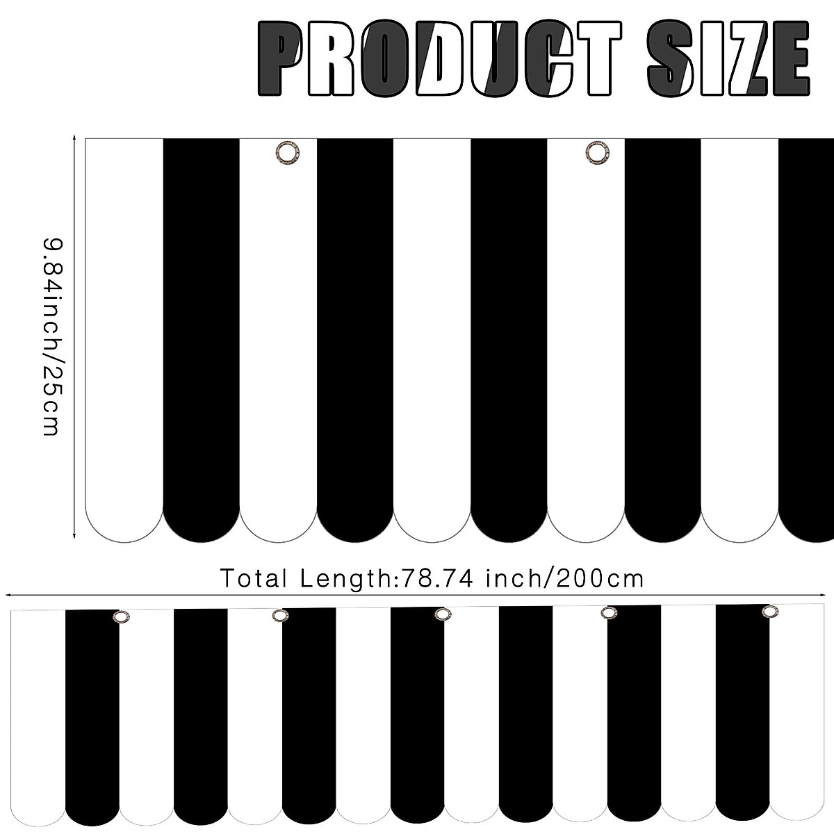 Preboun 3 Pcs Carnival Awning Decorations Tent Circus Hanging Decorations Carnival Banner Concession Stand Sign Canopy Awning for Pirate Summer Party, 9.84''x78.74''(Black and White)