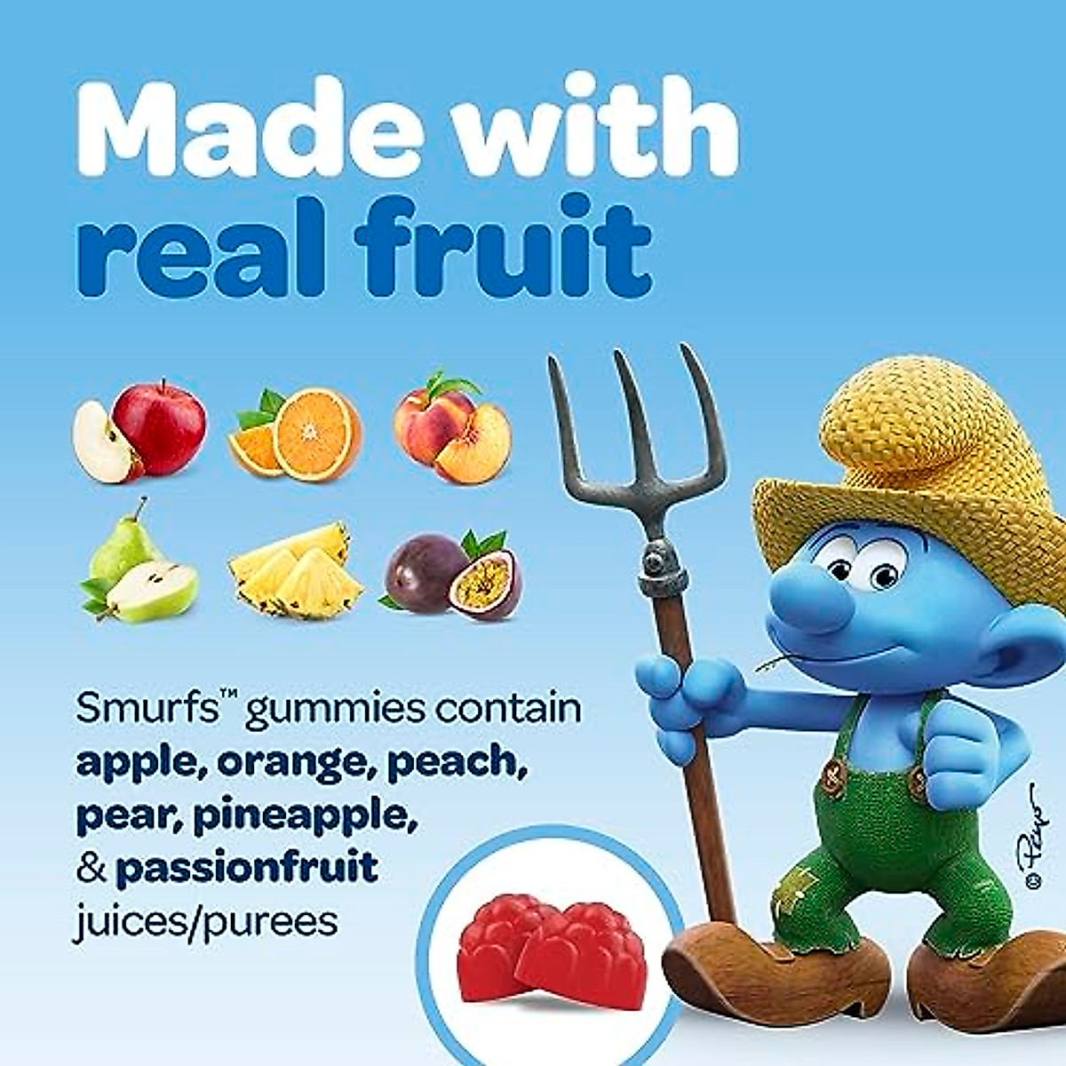 The Smurfs 1mg Melatonin Gummies for Kids with Chamomile & Lemon Balm for a Restful Sleep Age 3+ | Non-Habit Forming | Made with Real Fruit in a Smurf Berry | Doctor Developed | 50 Vegetarian Gummy