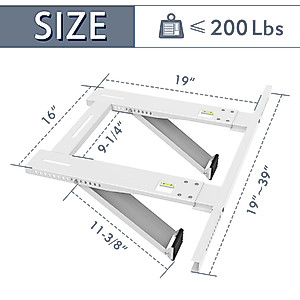 Flamorrow Window Air Conditioner Support Bracket, No Drilling or Tools Required, Drillless Easy Install AC Mount, Heavy Duty Window AC Bracket Fits Single or Double Hung Windows, Holds Up to 200lbs