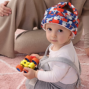 Baby Safety Helmet Infant Toddler Breathable & Adjustable Head Cushion Bumper Bonnet for Running Walking Crawling with Soft Knee Pads (Candy Colors)