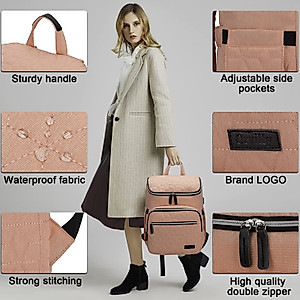 Orvilly 15.6in Laptop Backpack Purse for Women, Stylish College School Travel Casual Daypack Bookbag, Work Shopping Bag Light Weight For Men Girls Boys Student Netbook-Peach