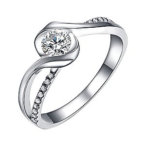 Fashion Simulated Diamond Ring Set for Women Inlaid Zircon Engagement Ring Bride Wedding Band (Silver, 8)