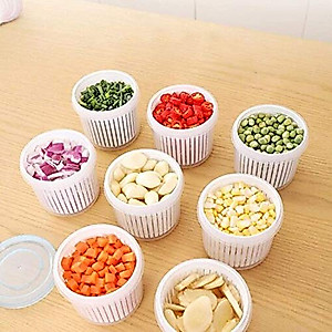 ZJGY 4 Pcs Stackable Double Layer Vegetables Sealed Keeper, Vegetable Storage Box with Filter,Drain Fresh Box,refrigerator Food Fresh Box with Drain Basket