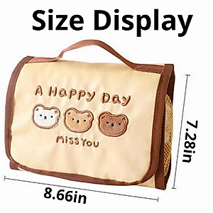 Cute Bear Pencil Case Large Capacity Makeup Bag Big Pencil Pouch Pen Bag Box Holder Organizer Simple Storage Aesthetic Stationery Cosmetic for Adults Men Women Office Essentials (3 Mini Bears)