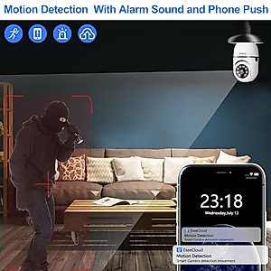 EDSACE Light Bulb Camera 2 Pack,5g Dual Band Bulb Camera,WiFi 6 Light Bulb Camera Pack of 2, 2.4G/5G WiFi Light Bulb Camera, Home Secuirty Socket Camera,360 Degree Panoramic Camera 2pcs