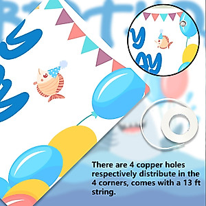 Shark Party Decorations Happy Birthday Banner Shark Party Supplies Animal Fish Shark Themed Under The Sea Decor for Baby Shower Boys 1st Birthday Party Decorations Backdrop Favors Photo Booth Props