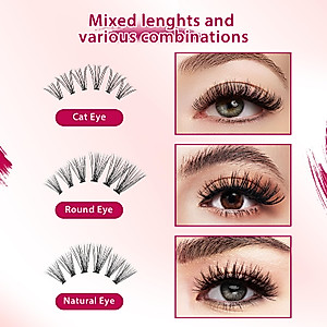 Bodermincer 240pcs C Curl 10D/20D Cluster Eyelashes 8/9/10/11/12mm and Under Eyelashes Mixed Professional Makeup Individual Cluster Eye Lashes (8/9/10/11/12mm and Under Eyelashes)