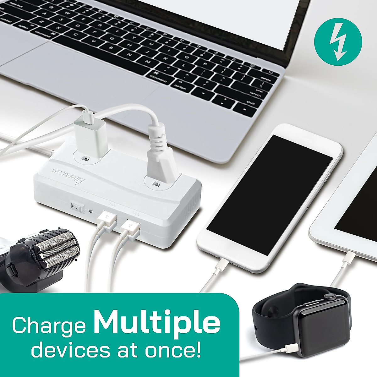 LiteFuze 200W Travel Compact Voltage 220V 50hz to 110V 60Hz Converter - for Clippers, Shavers, Trimmers - EU AU UK Adapter