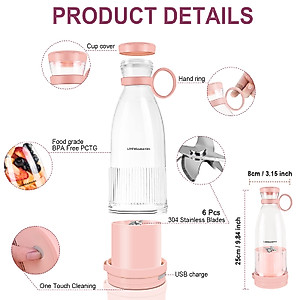 LittleLuxuries Portable Manual Food Blender, Pink